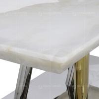 China 220x110x75cm Luxury Marble Dining Table White Marble Top Dining Room Table for sale