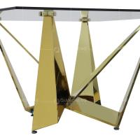 China 100kg Square Glass Top Dining Table 150cm Stainless Steel Frame for sale