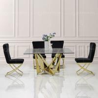 China 100kg Square Glass Top Dining Table 150cm Stainless Steel Frame for sale