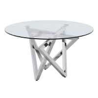 China Dia 130cmx75cm Round Tempered Glass Dining Table Italian light luxury style for sale