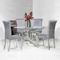 China Dia 130cmx75cm Round Tempered Glass Dining Table Italian light luxury style for sale