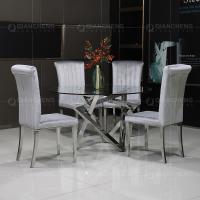 China Dia 130cmx75cm Round Tempered Glass Dining Table Italian light luxury style for sale