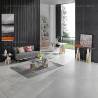 China Modern 12mm Thick Tempered Glass Top Dining Table With Stainless Steel Base for sale