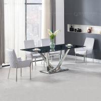 China Qiancheng 0.4cbm Glass Dining Sets 6 Chairs 200cm Dining Table And Chairs for sale