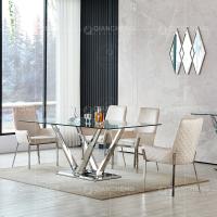 China Qiancheng 0.4cbm Glass Dining Sets 6 Chairs 200cm Dining Table And Chairs for sale