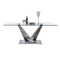 China Stable OEM Tempered Glass Dining Table Rectangle 1.2mm 201 stainless steel for sale