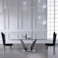China Stable OEM Tempered Glass Dining Table Rectangle 1.2mm 201 stainless steel for sale