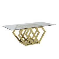 China 6 Seater Tempered Glass Dining Table for sale