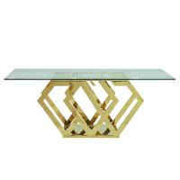 China 6 Seater Tempered Glass Dining Table for sale