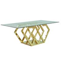 China 6 Seater Tempered Glass Dining Table for sale