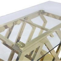 China 6 Seater Tempered Glass Dining Table for sale