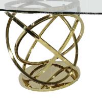 China Oval Shape Tempered Glass Dining Table 240x120x75cm White Reeded Pillar for sale