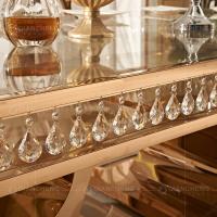 China Rose Golden 244x122x75cm Glass Metal Dining Table With Crystal Pendant for sale