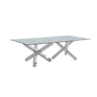 China 95inch Rectangle Glass Top Dining Table 4 Seater Glass Dining Table With Chairs for sale