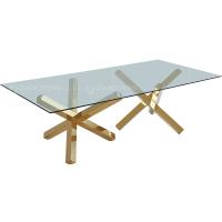 China 95inch Rectangle Glass Top Dining Table 4 Seater Glass Dining Table With Chairs for sale