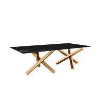 China 95inch Rectangle Glass Top Dining Table 4 Seater Glass Dining Table With Chairs for sale