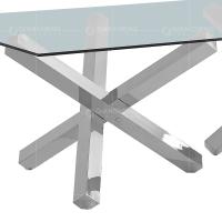 China 95inch Rectangle Glass Top Dining Table 4 Seater Glass Dining Table With Chairs for sale