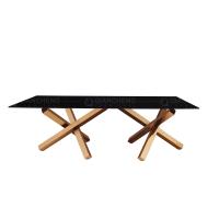 China 95inch Rectangle Glass Top Dining Table 4 Seater Glass Dining Table With Chairs for sale