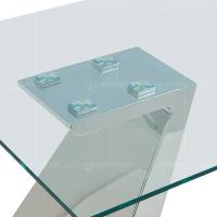 China 19kg Rectangle Tempered Glass Dining Table 180x90x75cm Mirrored Pillars for sale