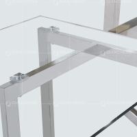 China Qiancheng Stainless Steel Glass Top Dining Table 70x36x30inch No Folded for sale