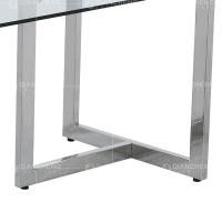 China Qiancheng Stainless Steel Glass Top Dining Table 70x36x30inch No Folded for sale