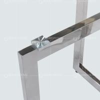 China Qiancheng Stainless Steel Glass Top Dining Table 70x36x30inch No Folded for sale