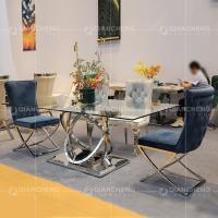 China 200cm Tempered Glass Dining Table for sale