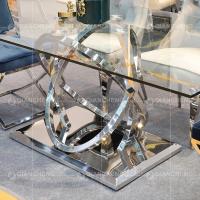China 200cm Tempered Glass Dining Table for sale