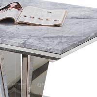 China Small Rectangle 130x90x75cm SS Dining Tables Artifial Grey Marble Top For Kitchen for sale
