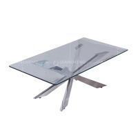 China 0.25CBM Modern Sofa Center Table 12mm Stainless Steel Coffee Table With Glass Top for sale
