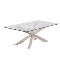 China 0.25CBM Modern Sofa Center Table 12mm Stainless Steel Coffee Table With Glass Top for sale