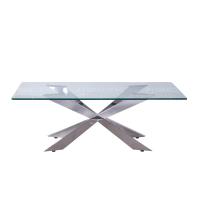 China 0.25CBM Modern Sofa Center Table 12mm Stainless Steel Coffee Table With Glass Top for sale