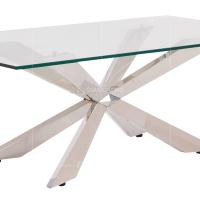 China 0.25CBM Modern Sofa Center Table 12mm Stainless Steel Coffee Table With Glass Top for sale