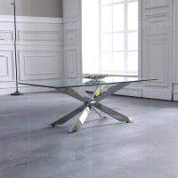 China 0.25CBM Modern Sofa Center Table 12mm Stainless Steel Coffee Table With Glass Top for sale