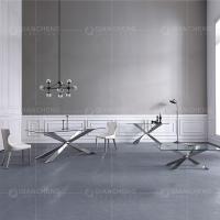 China 0.25CBM Modern Sofa Center Table 12mm Stainless Steel Coffee Table With Glass Top for sale