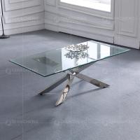 China 0.25CBM Modern Sofa Center Table 12mm Stainless Steel Coffee Table With Glass Top for sale
