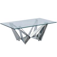 China Height 18inch Glass Top Center Table Modern Stainless Steel Coffee Table for sale