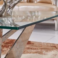 China Height 18inch Glass Top Center Table Modern Stainless Steel Coffee Table for sale