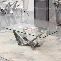 China Height 18inch Glass Top Center Table Modern Stainless Steel Coffee Table for sale