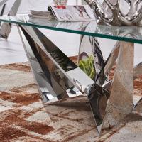 China Height 18inch Glass Top Center Table Modern Stainless Steel Coffee Table for sale