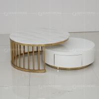 China Qiancheng OEM SS Coffee Table 20mm Marble Top With White Drawers for sale