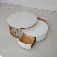China Qiancheng OEM SS Coffee Table 20mm Marble Top With White Drawers for sale