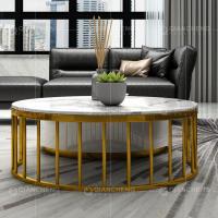 China Qiancheng OEM SS Coffee Table 20mm Marble Top With White Drawers for sale