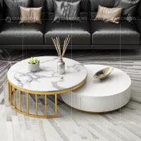 China Qiancheng OEM SS Coffee Table 20mm Marble Top With White Drawers for sale