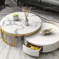 China Qiancheng OEM SS Coffee Table 20mm Marble Top With White Drawers for sale