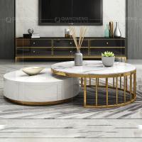China Qiancheng OEM SS Coffee Table 20mm Marble Top With White Drawers for sale