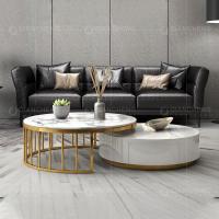 China Qiancheng OEM SS Coffee Table 20mm Marble Top With White Drawers for sale