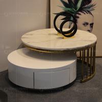 China Qiancheng OEM SS Coffee Table 20mm Marble Top With White Drawers for sale