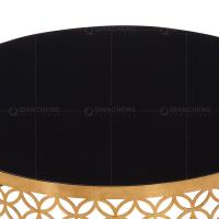 China Round Black Dia 95cmx40cm SS Coffee Table Glass Top Stainless Steel base for sale