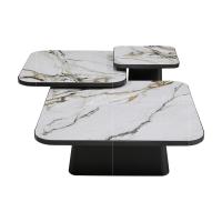 China Three In One 120x60x36cm Square Stone Top Coffee Table Wrought Iron Square Table for sale